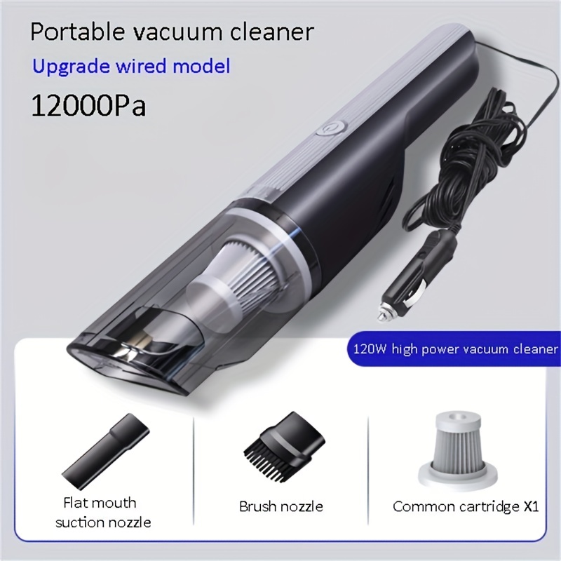 Wired Silver/Red Car vacuum cleaner car with strong suction handheld ...